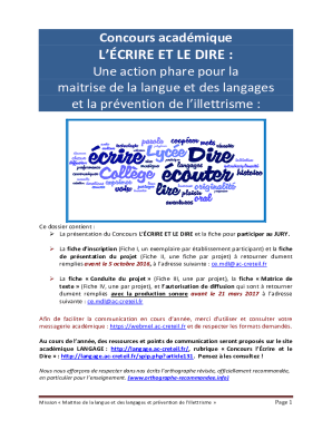 Remplissable En Ligne Concours acadmique L'CRIRE ET LE DIRE - DSDEN 93 Fax Email Imprimer ...