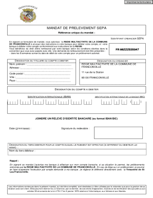 Remplissable En Ligne Mandat de prlvement SEPA - ECMA Faxer Email ...