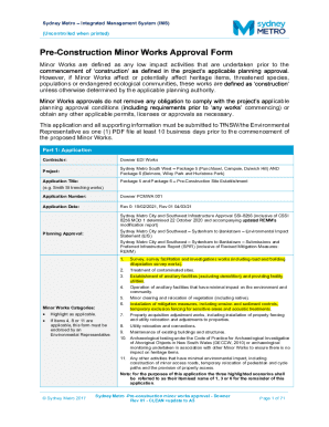 Fillable Online SM ES-FT-415 Pre-Construction Minor Works Approval Form ...