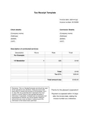 Fillable Online Tax Receipt Template Fax Email Print - pdfFiller