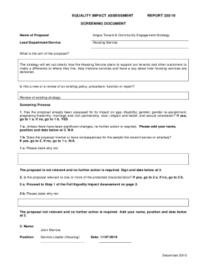 Fillable Online equality impact assessment (eia) initial screening tool ...