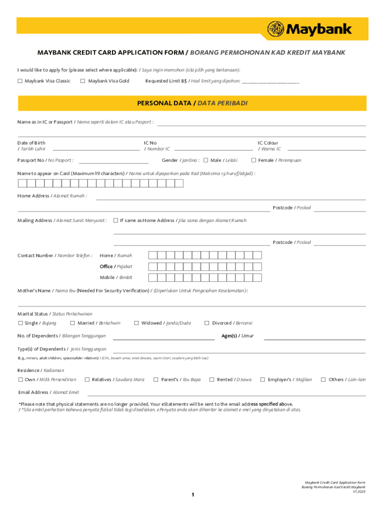 Fillable Online Application FormCredit CardMaybank Brunei. This is a ...