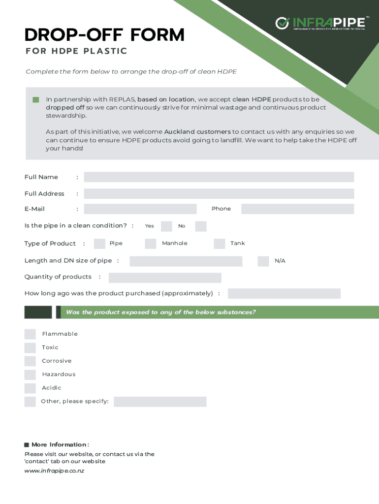 Fillable Online Drop-off HDPE Form Fax Email Print - pdfFiller