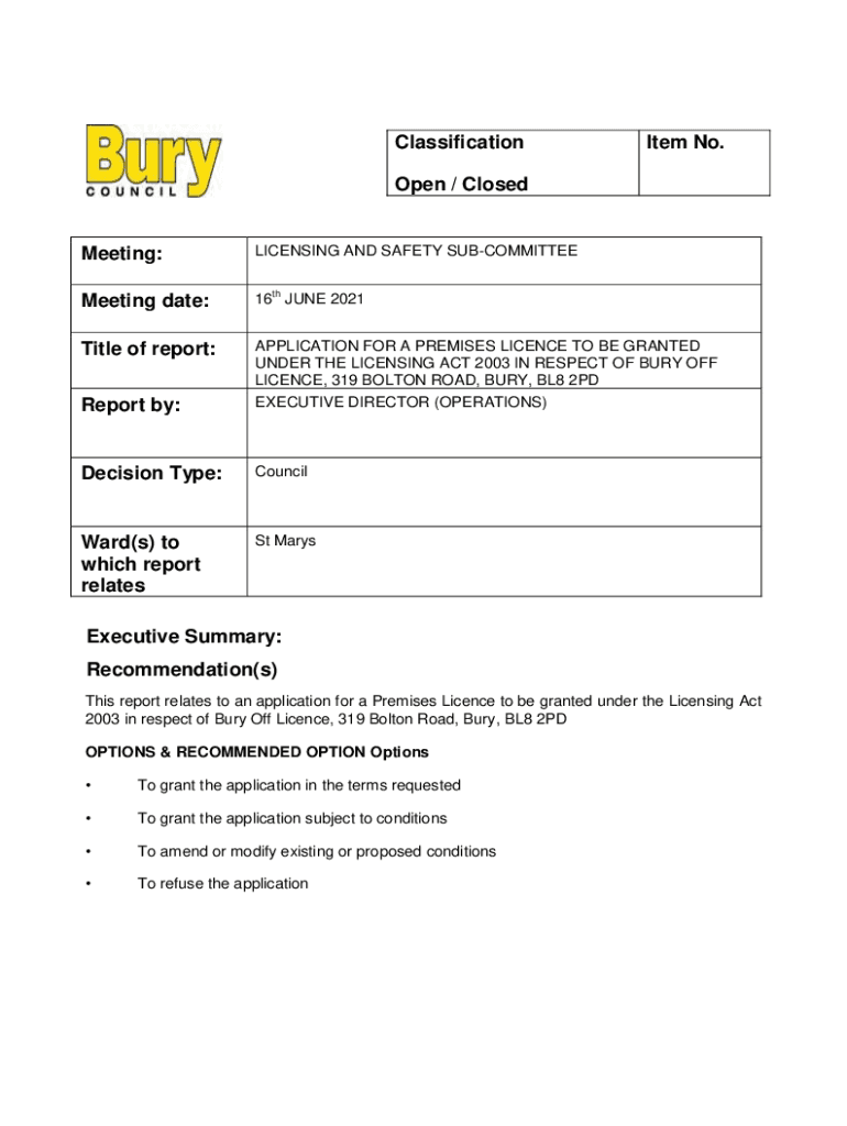 Fillable Online councildecisions bury gov Application to vary the ...