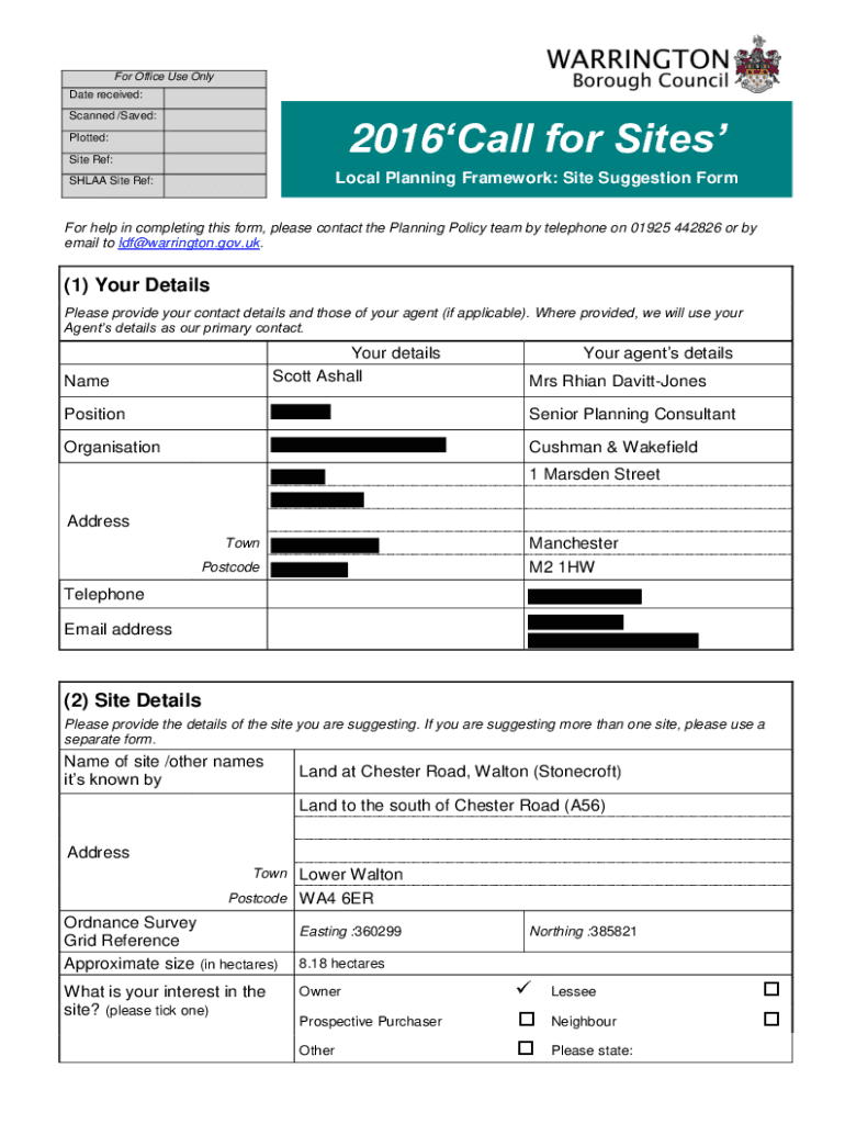 Fillable Online Local Planning Framework: Site Suggestion Form Fax Email Print - pdfFiller