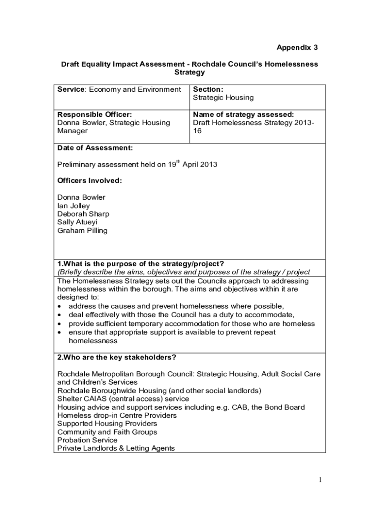 Fillable Online democracy rochdale gov 1 Appendix 3 Draft Equality Impact Assessment Fax Email ...