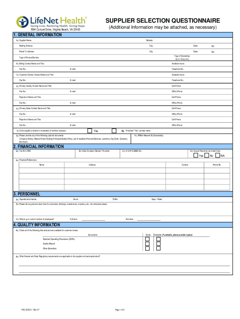 Fillable Online PPN 03/23 - Standard Selection Questionnaire (SQ) .docx ...