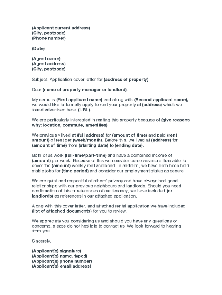 Fillable Online How to write a cover letter for a rental application ...