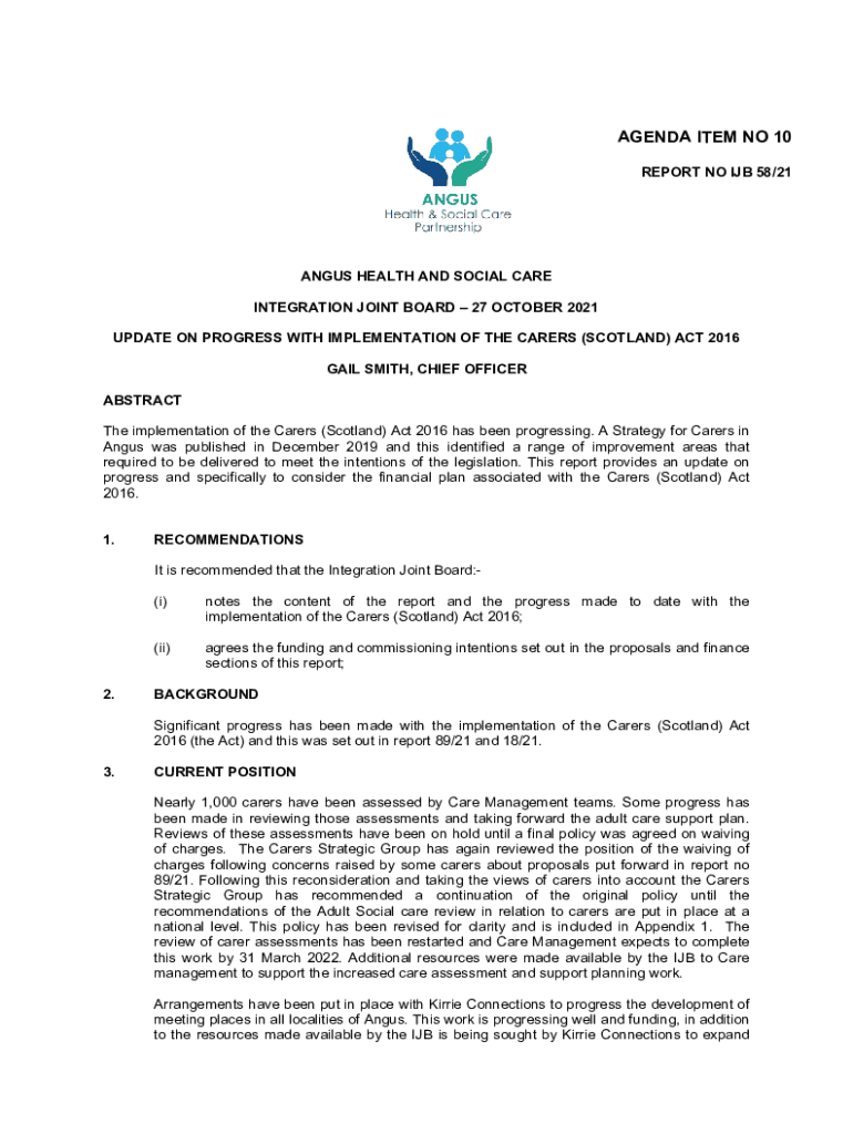 Fillable Online Angus Health and Social Care Integration Joint Board 23 ...