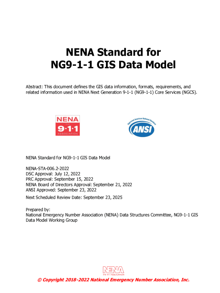 Fillable Online NENA Standard for NG9-1-1 GIS Data Model Now Available ...