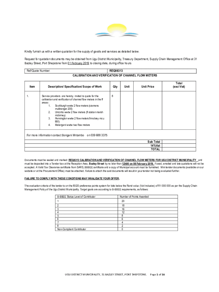 Fillable Online ugu gov Bazley Street, Port Shepstone from 01 February ...