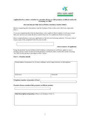 Fillable Online NOTICE OF APPLICATION FOR MINOR VARIATION TO ... Fax ...