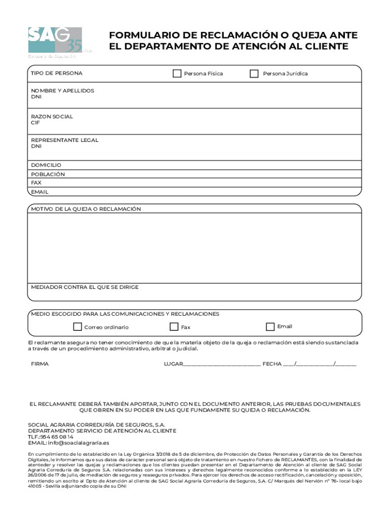 Completable En línea Formulario de queja o reclamacin ante el Banco de ...