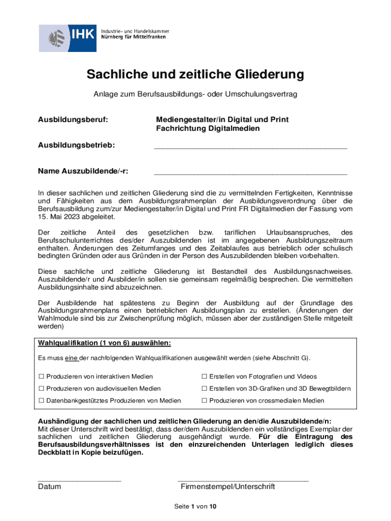 Ausfüllbar Online sachlich zeitliche Gliederung...stalter Digital und ...