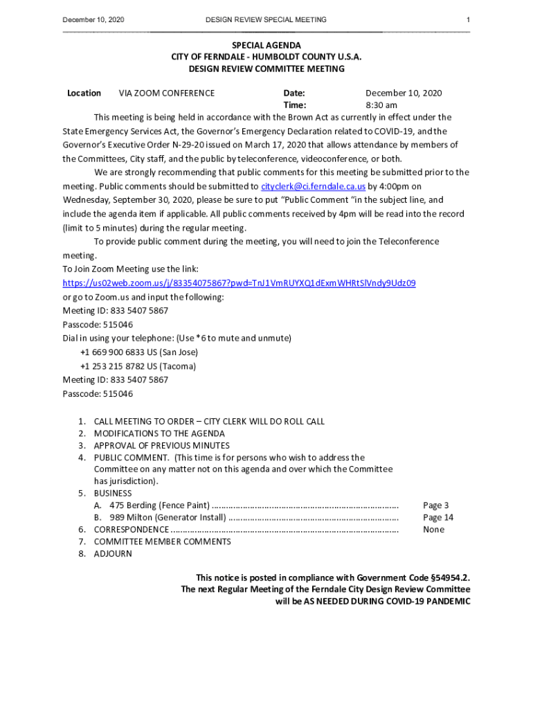Fillable Online Design Review Committee Agenda - City of Ventura Fax ...
