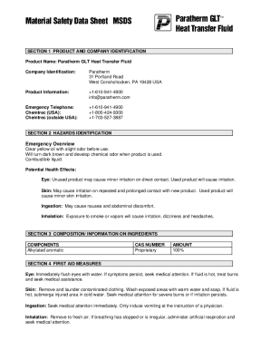 Fillable Online Material Safety Data Sheet Paratherm Corporation NF ...