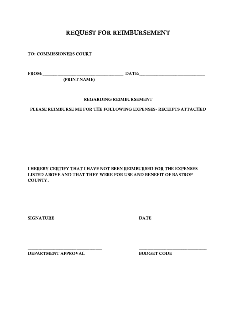 Fillable Online Board of Commissioners Expense Reimbursement Form Fax ...