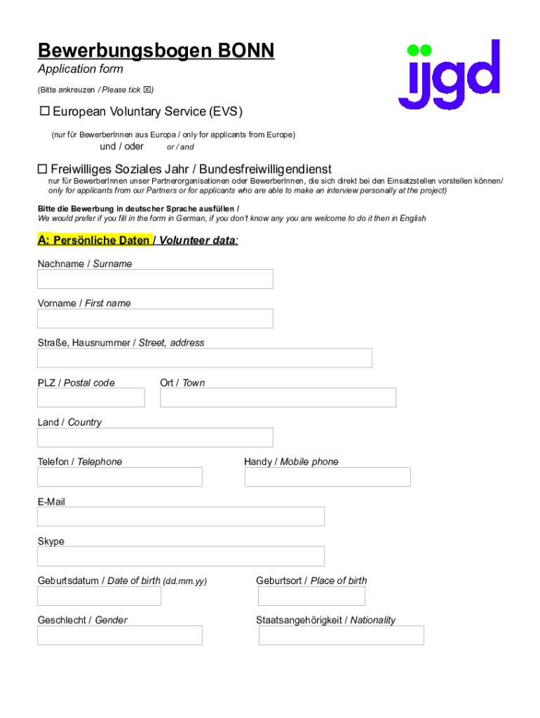 Ausfüllbar Online Volunteer-Bewerberformular / Volunteer Application Form Fax Email Drucken ...