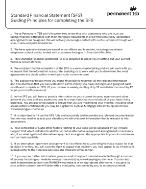 Fillable Online Standard Financial Statement (SFS) Guiding Principles ...