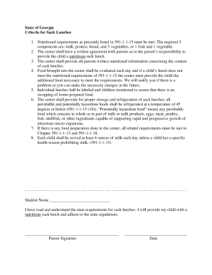Fillable Online SACK LUNCH REQUEST FORM AND NOTIFICATION OF ... Fax ...