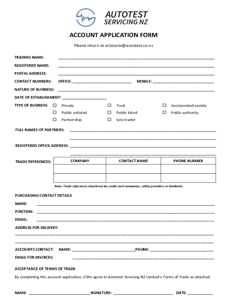 Fillable Online Credit Account Application - Blenheim Fax Email Print ...