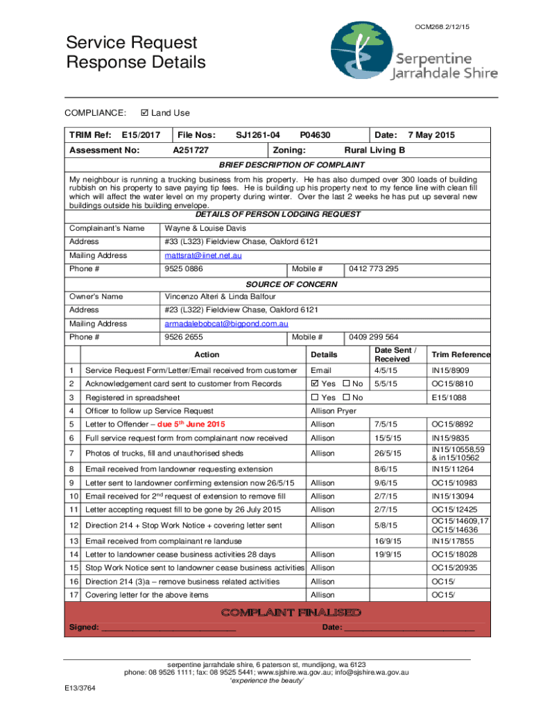 Fillable Online Service Request Response Details Fax Email Print - pdfFiller