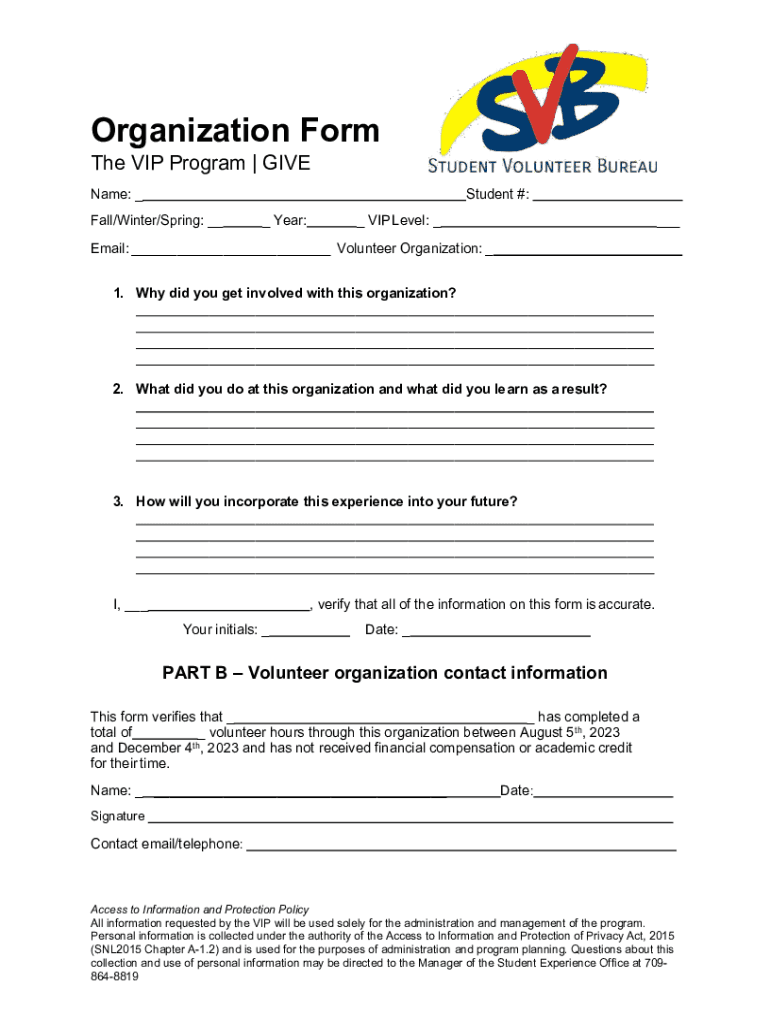Fillable Online VIP Form Template Fax Email Print - pdfFiller