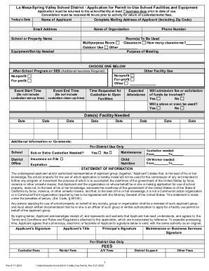 Fillable Online Application for Permit to Use School Facilities and ...