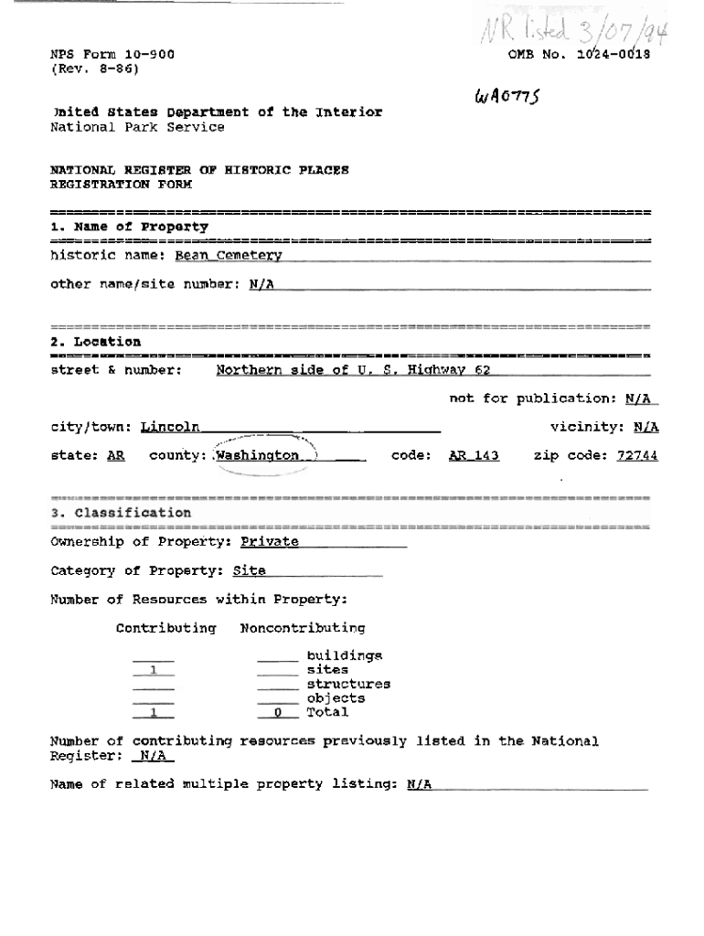 Fillable Online Fillable Online 103184 NPS Form 10900 United States ...
