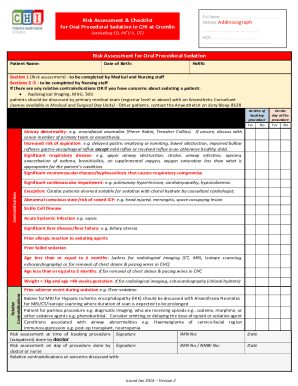Fillable Online Risk Assessment & Checklist for Oral Procedural ...