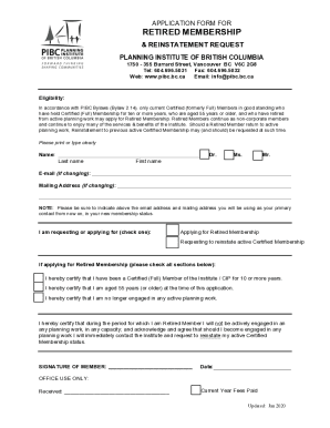 Fillable Online Retired Membership Application Form Fax Email Print - pdfFiller