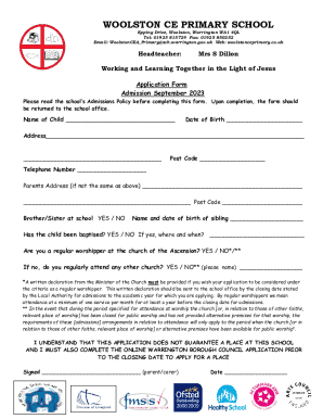 Fillable Online Woolston CE Aided Primary School - Contact Us Fax Email ...