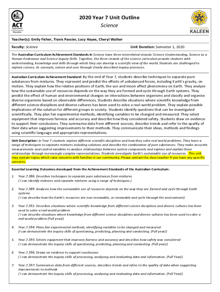 Fillable Online Teacher(s): Emily Fisher, Travis Passier, Lucy Hayes ...