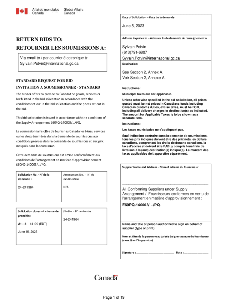 Fillable Online Address inquiries to Adresser toute demande de ...