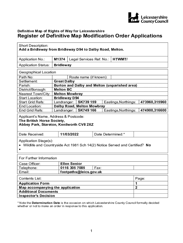 Fillable Online Making changes to the definitive map - Public Rights of ...