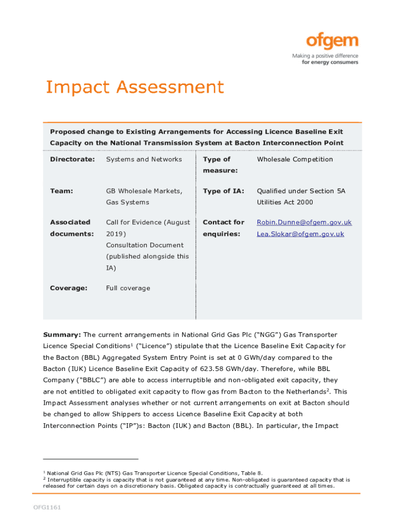 Fillable Online Initial Impact Assessment on Arrangements at Bacton ...