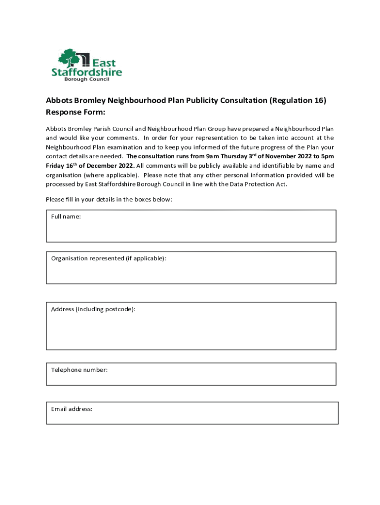 Fillable Online Abbots Bromley Parish Neighbourhood Development Plan ...