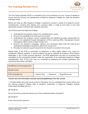 Fillable Online Pre-Training Review Form: Part A Fax Email Print ...