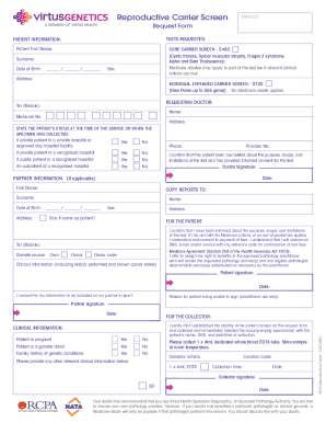 Fillable Online Reproductive carrier screeningRequest form Fax Email ...
