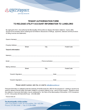 Fillable Online Where can I find a tenant/resident authorization form ...