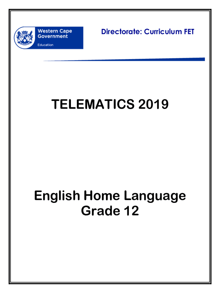 Fillable Online Telematics School Project: ENGLISH HOME LANGUAGE ...