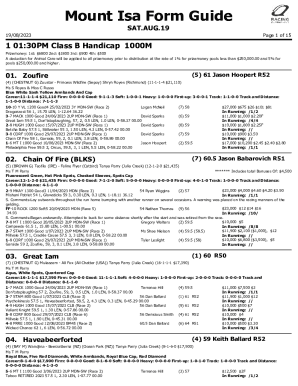 Fillable Online 1 01:30PM Class B Handicap 1000M Fax Email Print ...