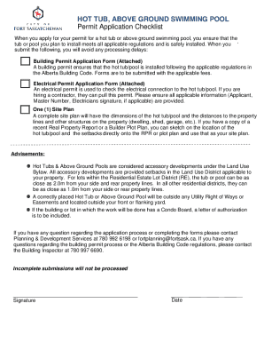 Fillable Online Hot Tub & Above Ground Swimming Pool Application ...
