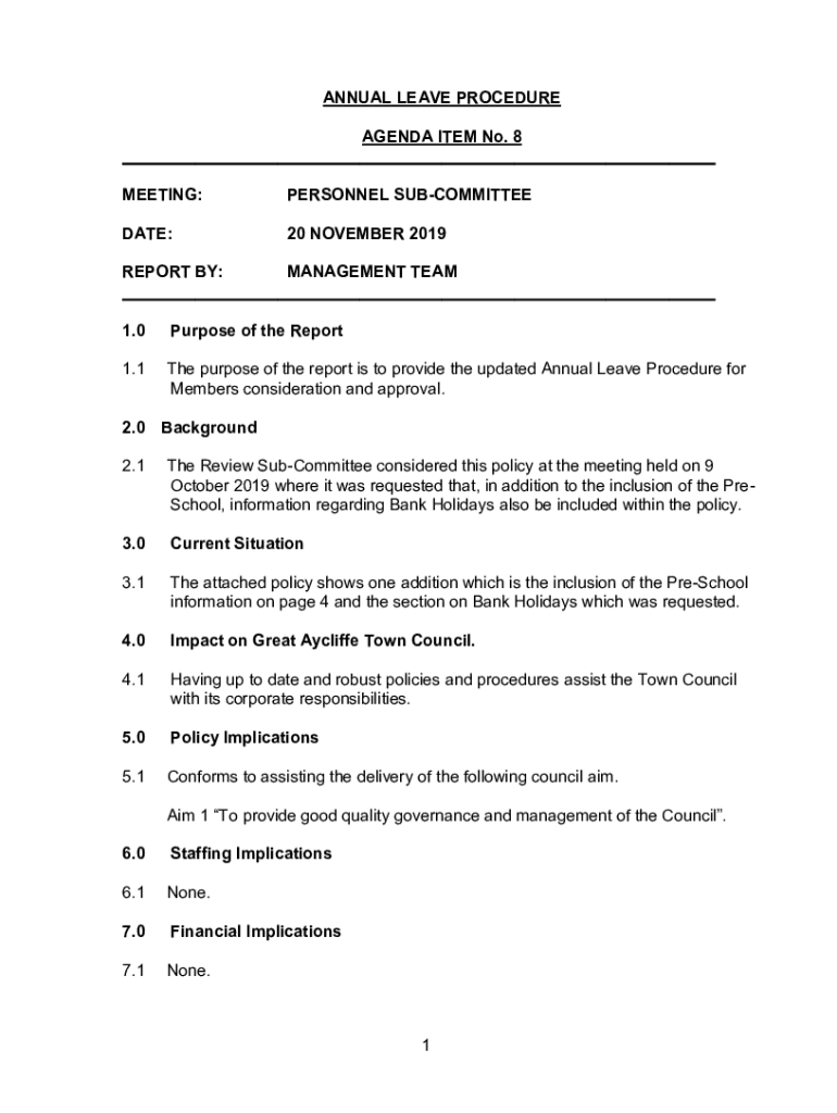 Fillable Online annual leave procedure Fax Email Print - pdfFiller