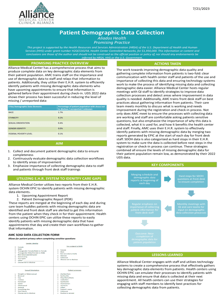 Fillable Online Patient Demographic Data Collection Fax Email Print ...