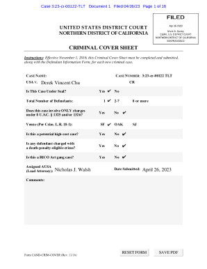 Fillable Online CRIMINAL COVER SHEET FILED Fax Email Print - pdfFiller