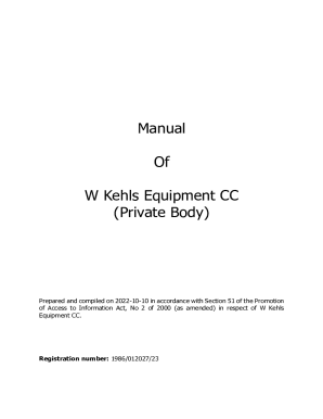 Fillable Online INFORMATION MANUAL - PRIVATE BODIES SECTION 51 ... Fax ...