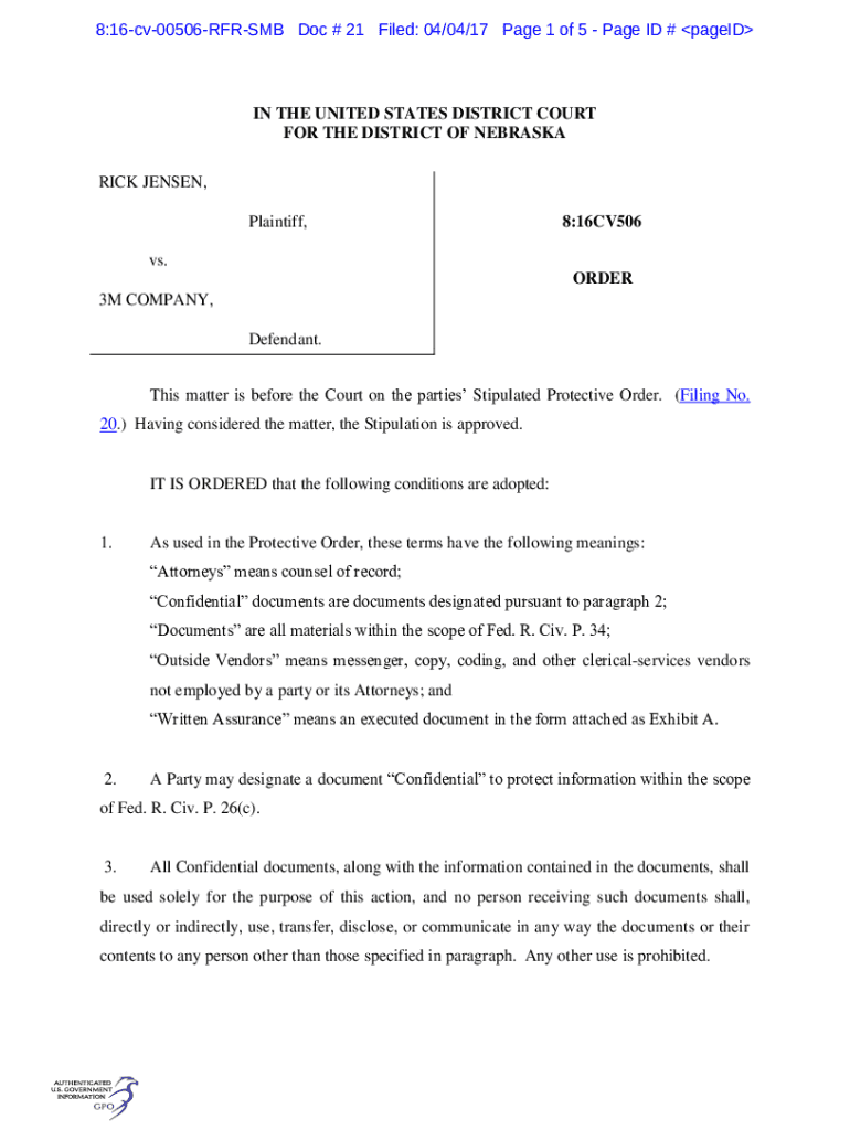 Fillable Online 8:16-cv-00506-RFR-SMB Doc # 21 Filed: 04/04/17 Page 1 ...