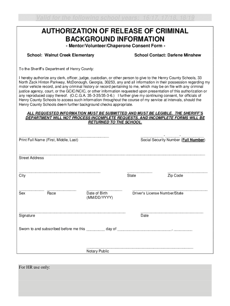 Fillable Online schoolwires henry k12 ga Home of the W.I.S.E. Owls! - Oliver Hoover Elementary ...