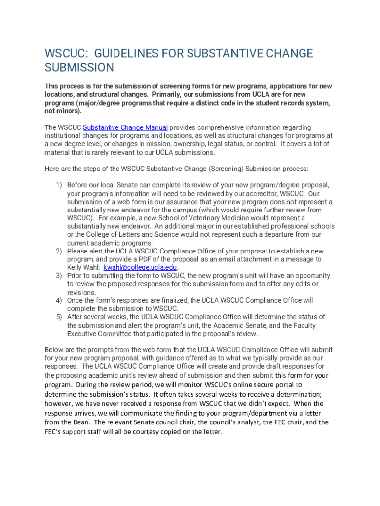 Fillable Online WSCUC Substantive Change Program Screening Form Fax Email Print - pdfFiller